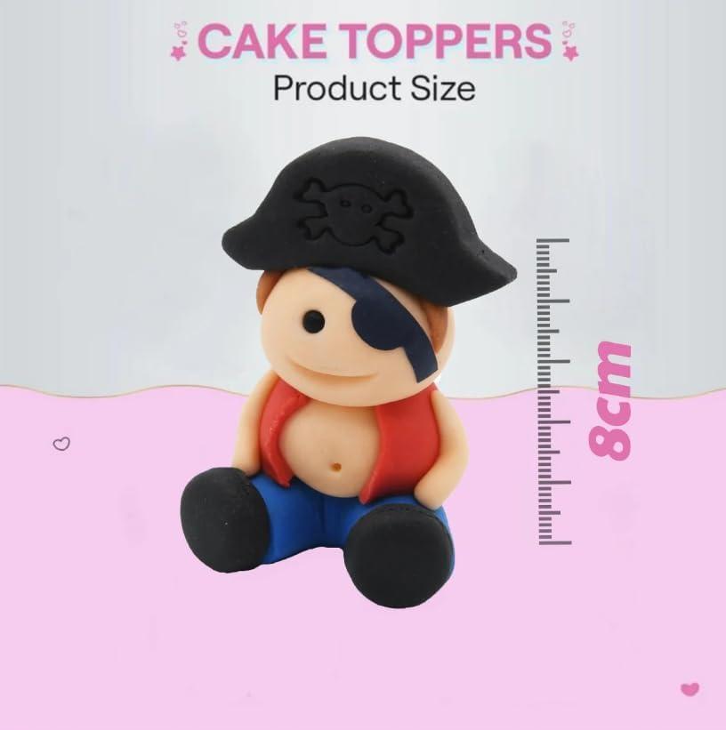 Personalised Pirate Cake Toppers Set - Fondant Pirate Ship Bag Map ...