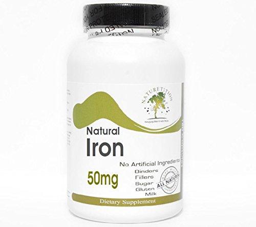 Natural Iron 50mg 100 Capsules - Pure and Additive-Free Iron Supplement ...