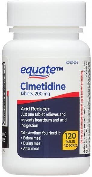Equate Cimetidine 200mg 120 Tablets - Acid Reducer & Heartburn Relief ...