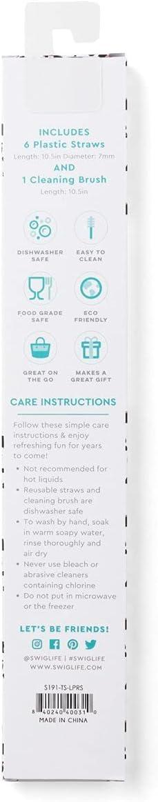 Swig Life Luxy Leopard + Blush Reusable Straw Set with Cleaning Brush ...