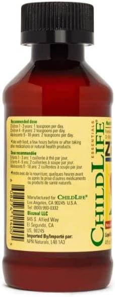 ChildLife Essentials Liquid Zinc Plus - Immune Support for Kids - Mango ...