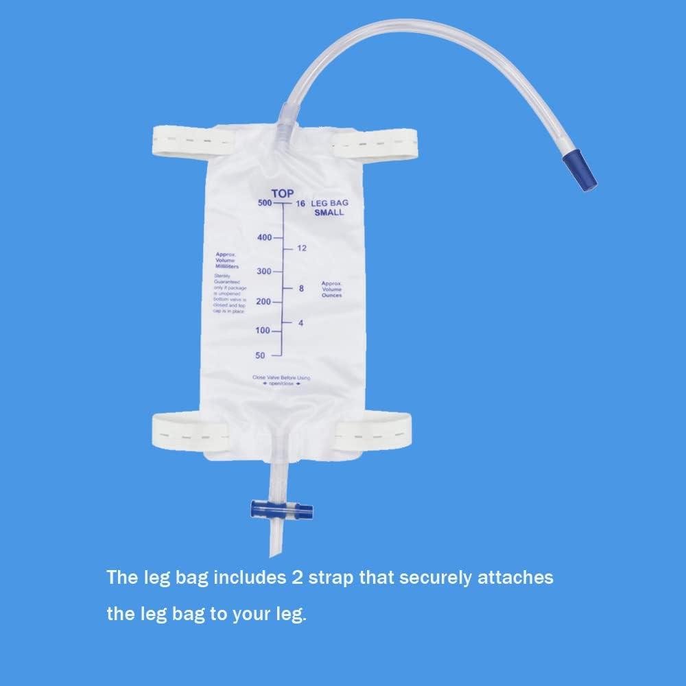 5 Pack 500ml Leg Bag Urinary Drainage Bags - Anti-Reflux Valve, Urine ...