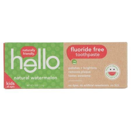 Hello Kids Fluoride Free Natural Watermelon Toothpaste 4.2 Oz (Pack of ...