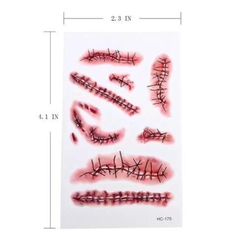 Realistic Fake Bloody Wound Stitch Scar Waterproof Tattoo Sticker ...