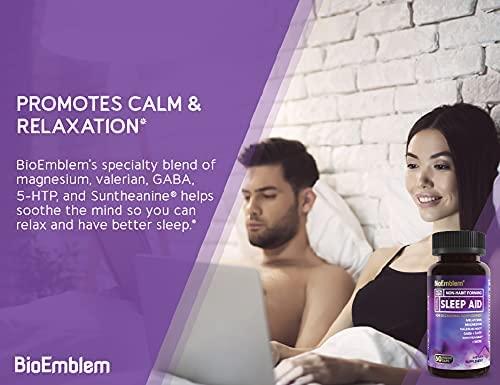 BioEmblem Natural Sleep Aid for Adults | Melatonin, Valerian Root ...