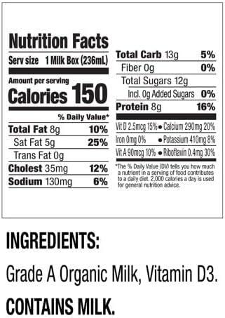 Organic Shelf-Stable Whole Milk boxes Horizon Whole Milk Single Serve 8 ...
