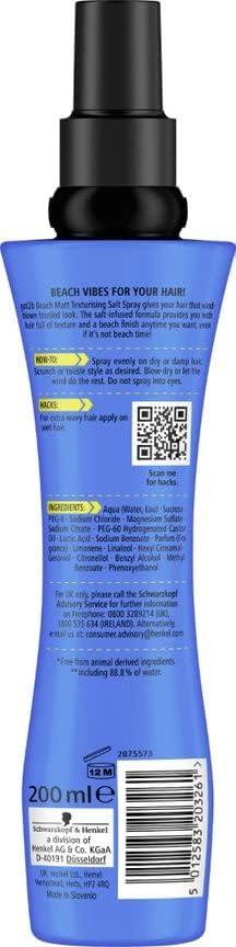 Schwarzkopf got2b Beach Matt Texture Sea Salt Hair Spray Medium Hold ...