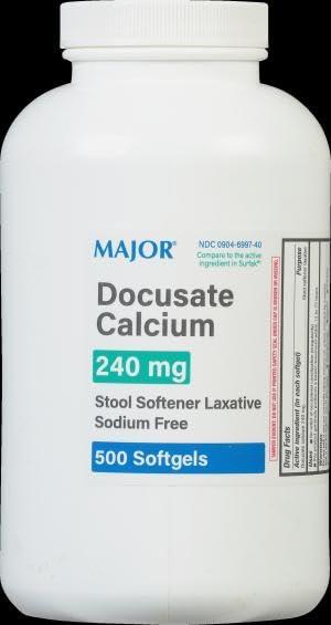 Docusate Calcium 240 mg Stool Softener Laxative - 500 Softgels | Sodium ...