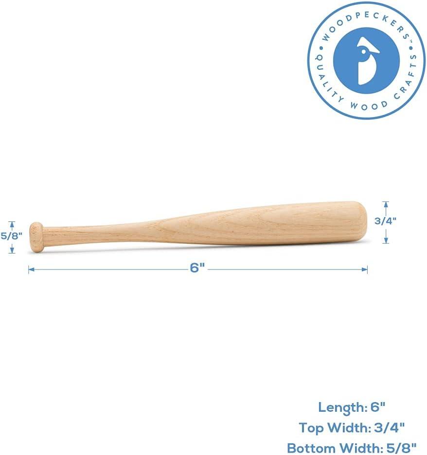 Woodpeckers Mini Baseball Bats 6 Inch - Ideal for Crafts & Party Favors ...