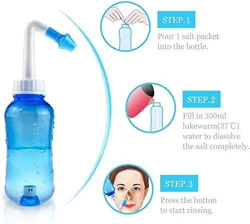 Neti Pot Sinus Rinse Bottle with Sticker Thermometer | BPA Free | 300ml ...
