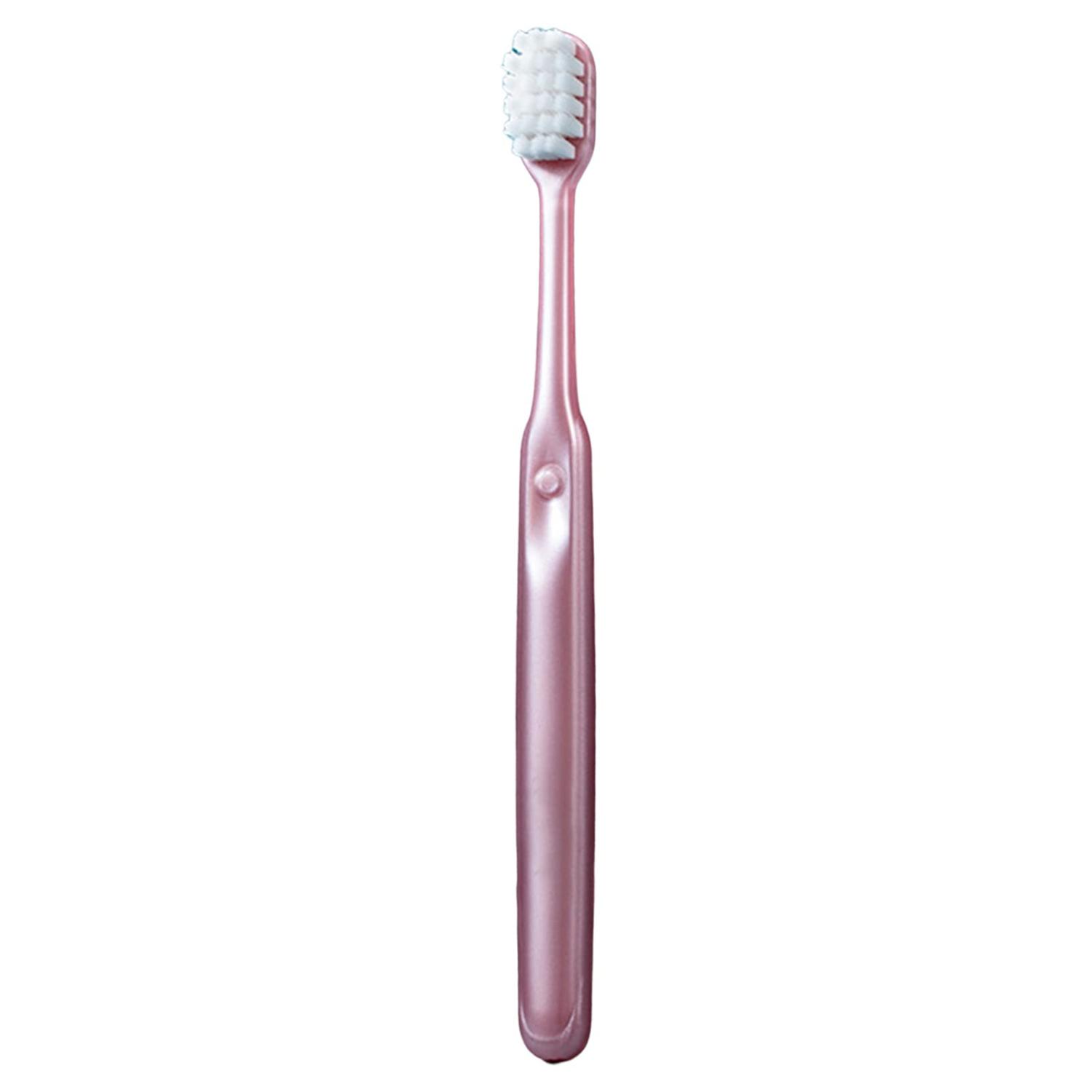 Portable Pink Toothbrush with Wide Head and Fine Bristles for Effective ...