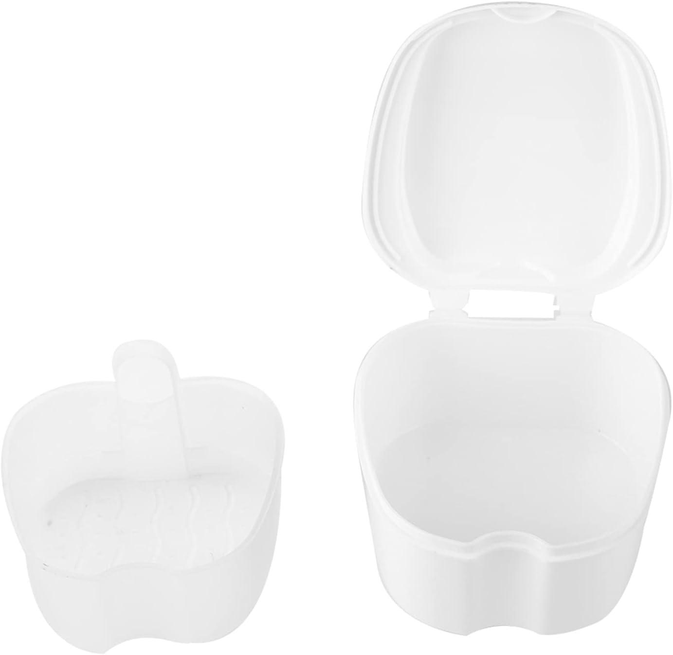 False Teeth Container | Denture Storage Box with Filter Sieve | White ...