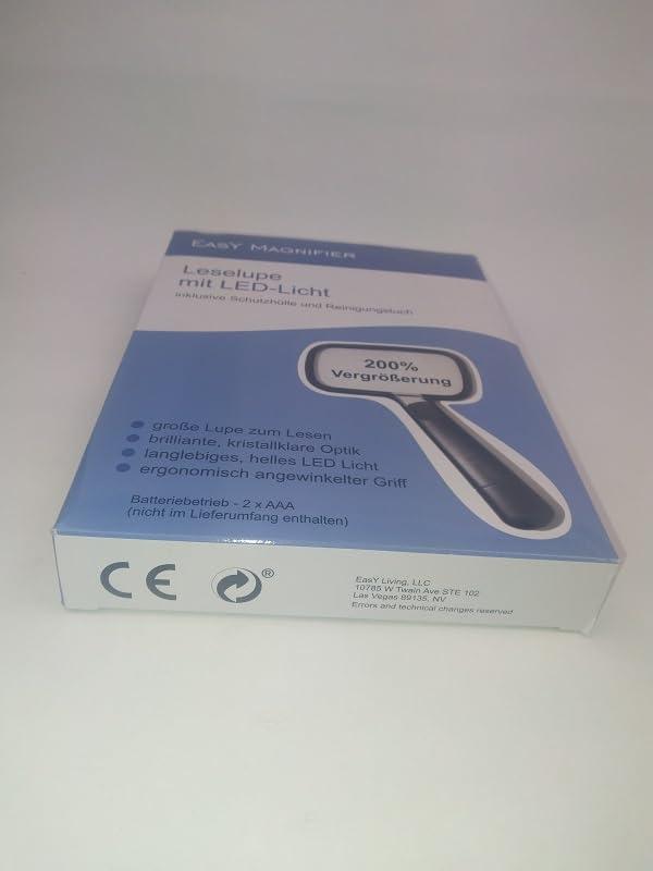 EasY Magnifier Large Magnifying Glass 2X with LED Light Light Up Hand ...