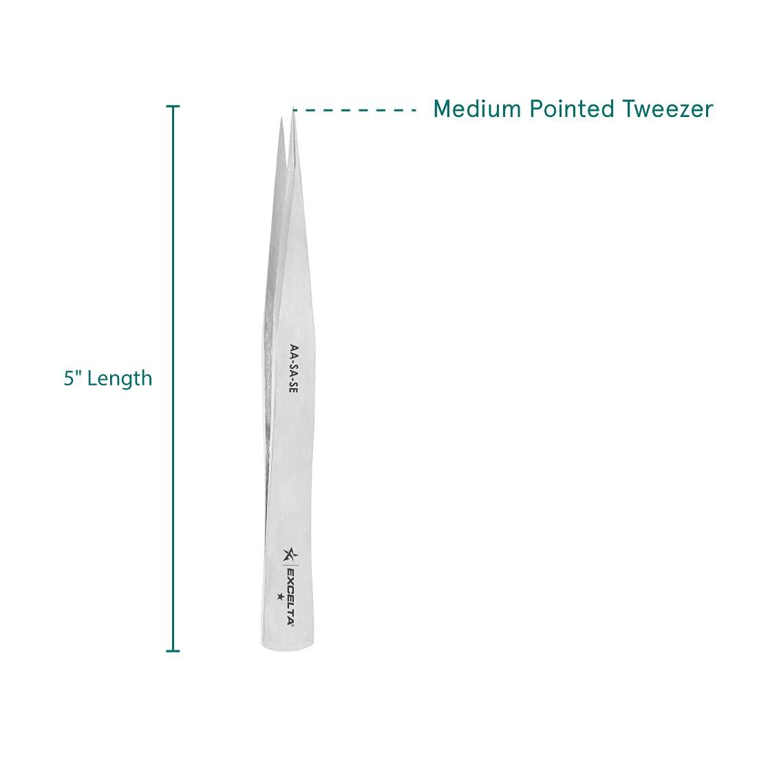 Excela Tweezer Medium Pointed Stainless Steel 5 - Precision Tweezers ...