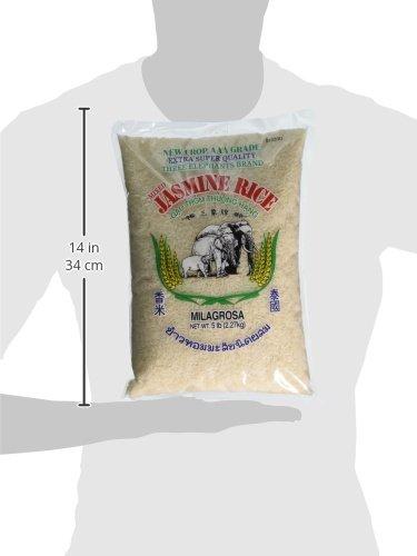 Three Elephants Thai Jasmine Rice 5 lb | Fragrant Long Grain Rice | Buy ...