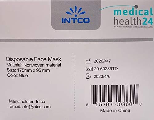 Intco Medical Procedure Face Mask with Earloops - Blue (Box of 50 ...