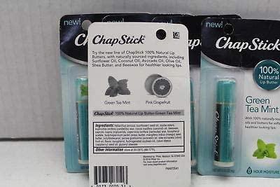 ChapStick 100% Natural Lip Butter Green Tea Mint 0.15 oz - Pack of 3 ...