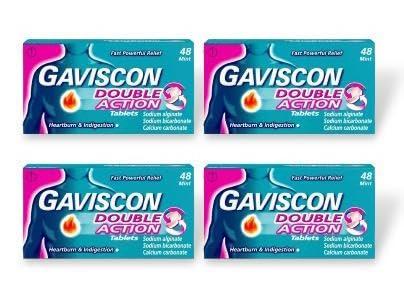 Buy Gaviscon Double Action Mint Chewable Tablets - 4 Packs (48 Tablets ...