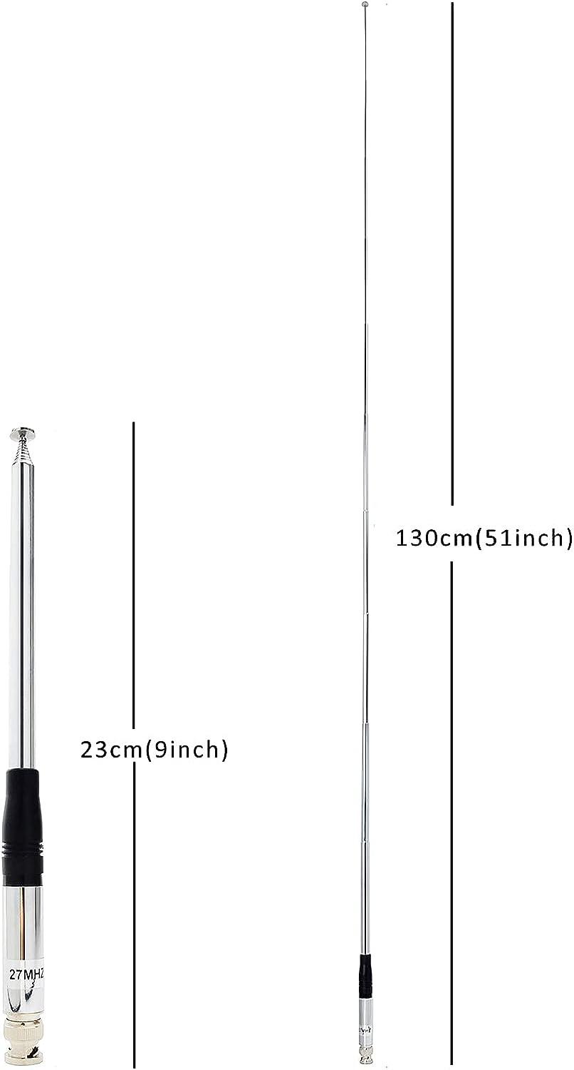 HYS 27Mhz Telescopic Antenna 9-51 with BNC Connector for CB Handheld Radio - Compatible with ...