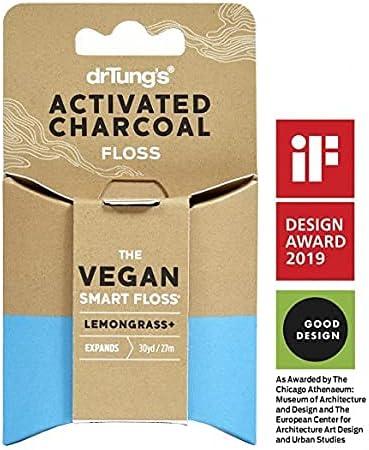 Drtungs Vegan Activated Carbon Dental Floss - PTFE & PFAS Free Gentle ...