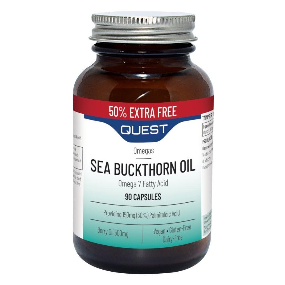 Quest Sea Buckthorn Oil Omega 3 6 & 7 Capsules for Skin, Eye Health ...