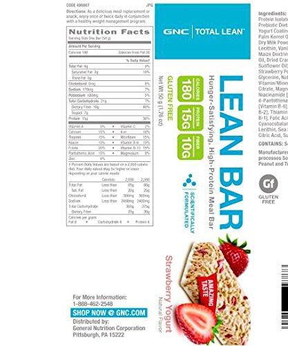 GNC Total Lean Bar - Strawberry High-Protein Meal Bar | Supports ...
