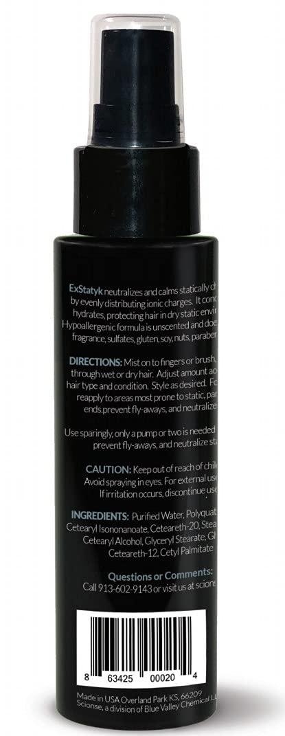 ExStatyk Anti Static Hypoallergenic Spray - Anti-Frizz, Fragrance-Free ...