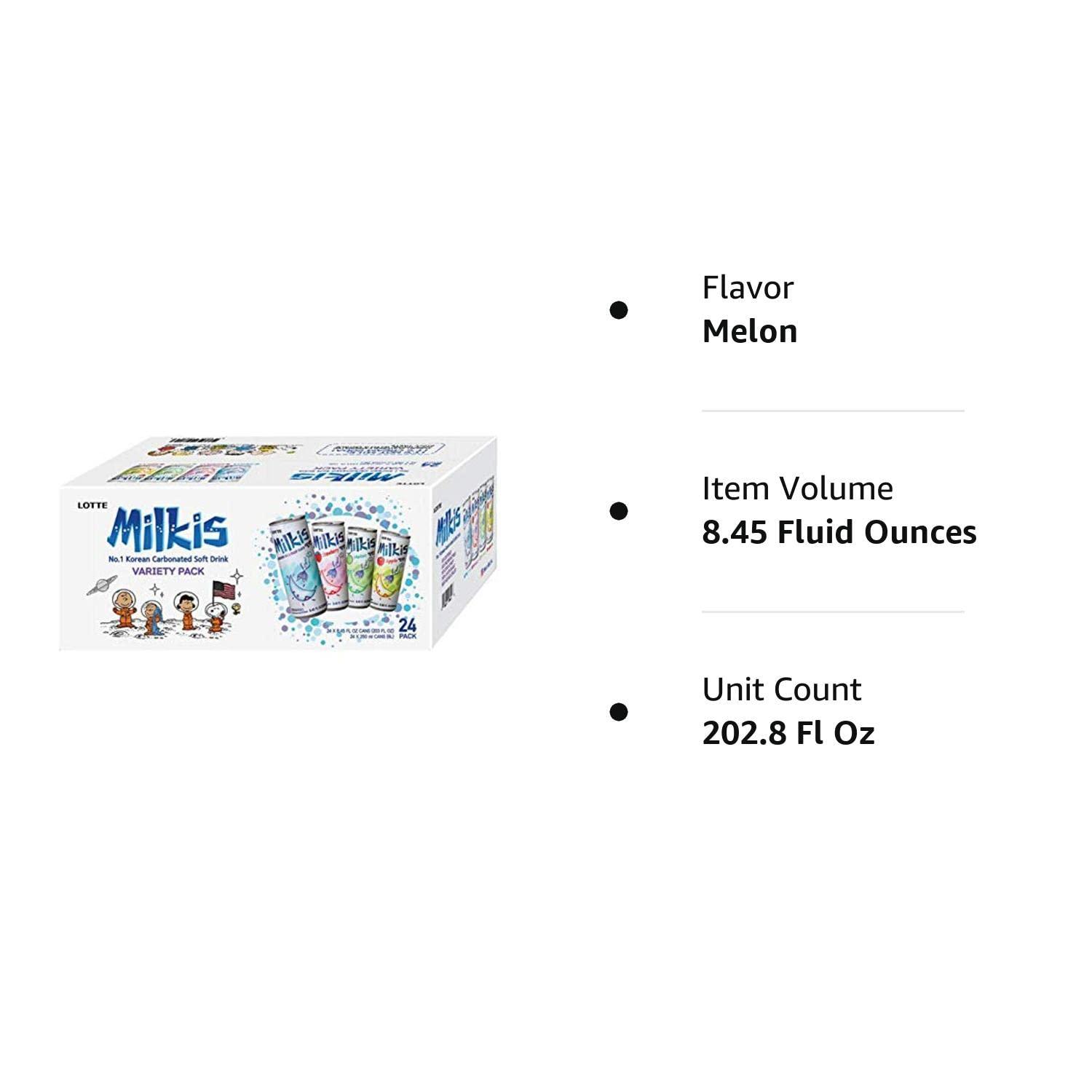 Milkis Carbonated Drink 4 Variety Flavors 8.45 fl oz - Apple, Melon ...
