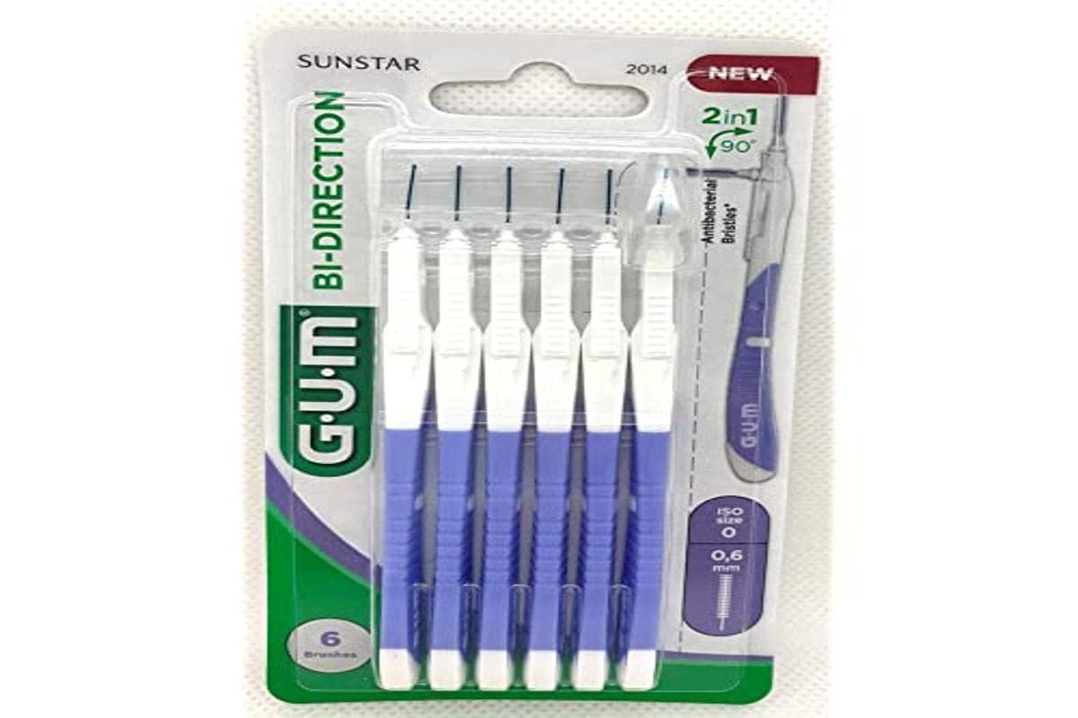GUM Bi-Direction ISO 0 Interdental Brush - 6 Pieces for Back Teeth ...