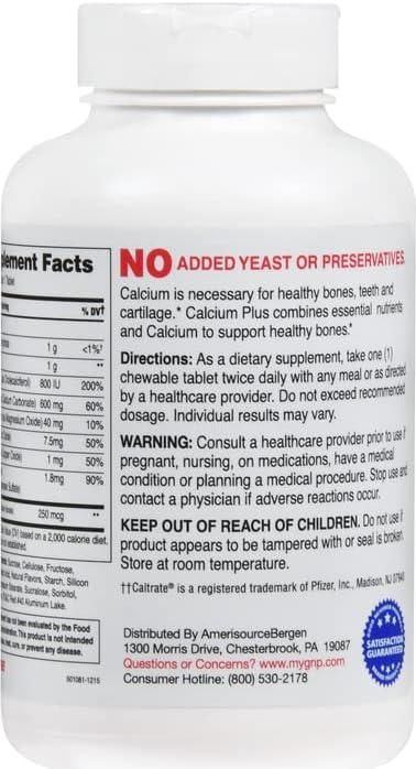 GNP Calcium 600 + D3 Chewable Tablets with Minerals - 60 Count | Buy ...