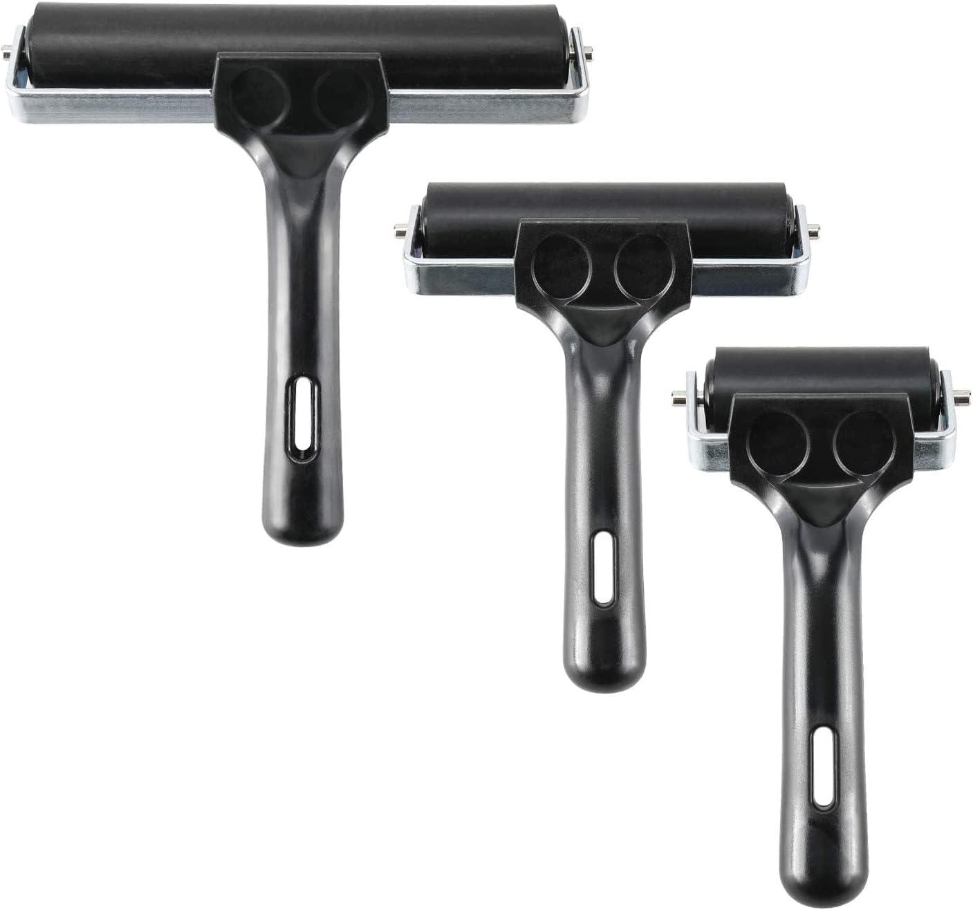 Printmaking Brayers 3 Pack - Mihao Premium Hard Rubber Rollers for ...