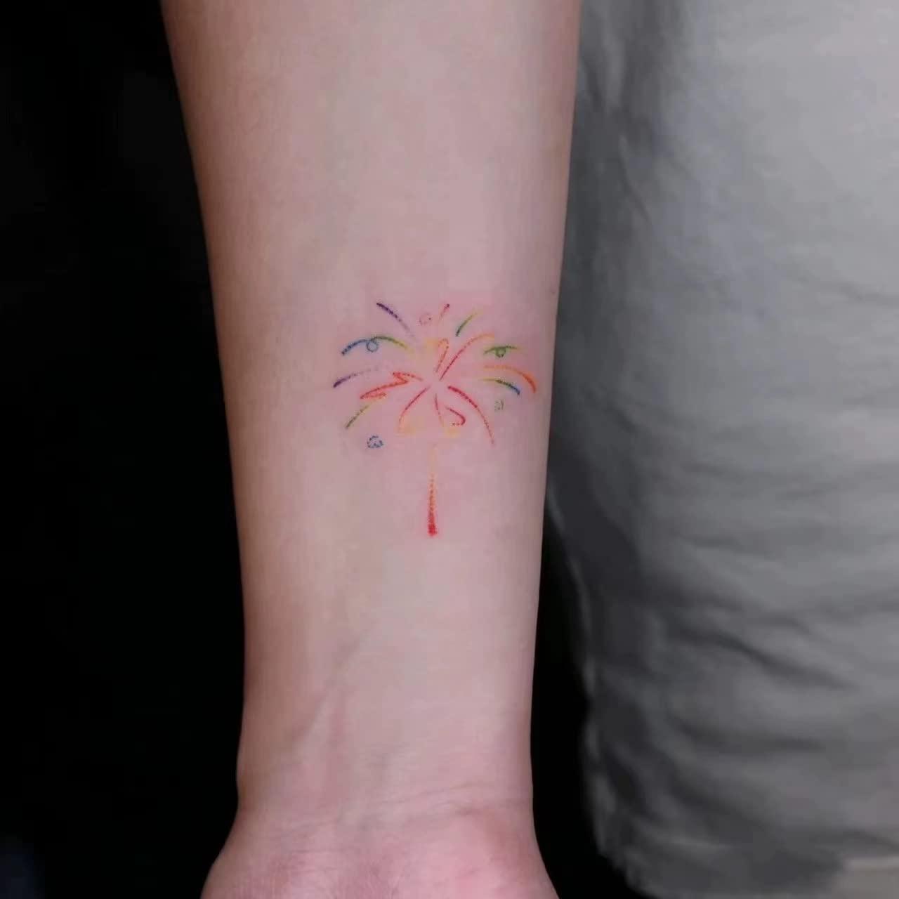 Fireworks Line Waterproof Temporary Tattoo Sticker - Multicolor Fantasy ...