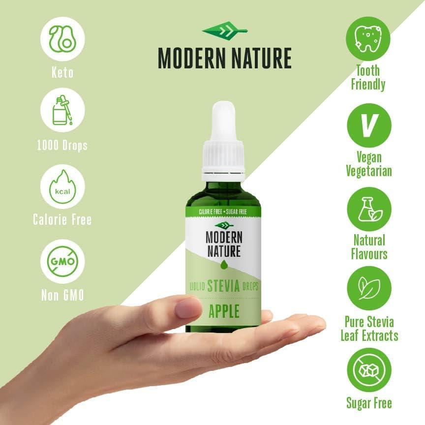 Modern Nature Apple Flavour Drops - Liquid Stevia Sweetener - Zero ...