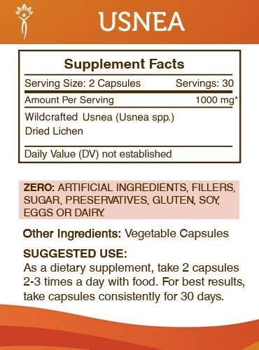 Wildcrafted Usnea 1000mg Capsules - Secrets of the Tribe (60 Capsules ...