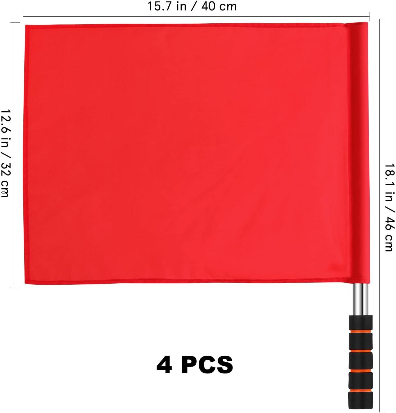 SEWACC 4pcs Stainless Steel Referee Flags - Red Hand Flags for Soccer ...