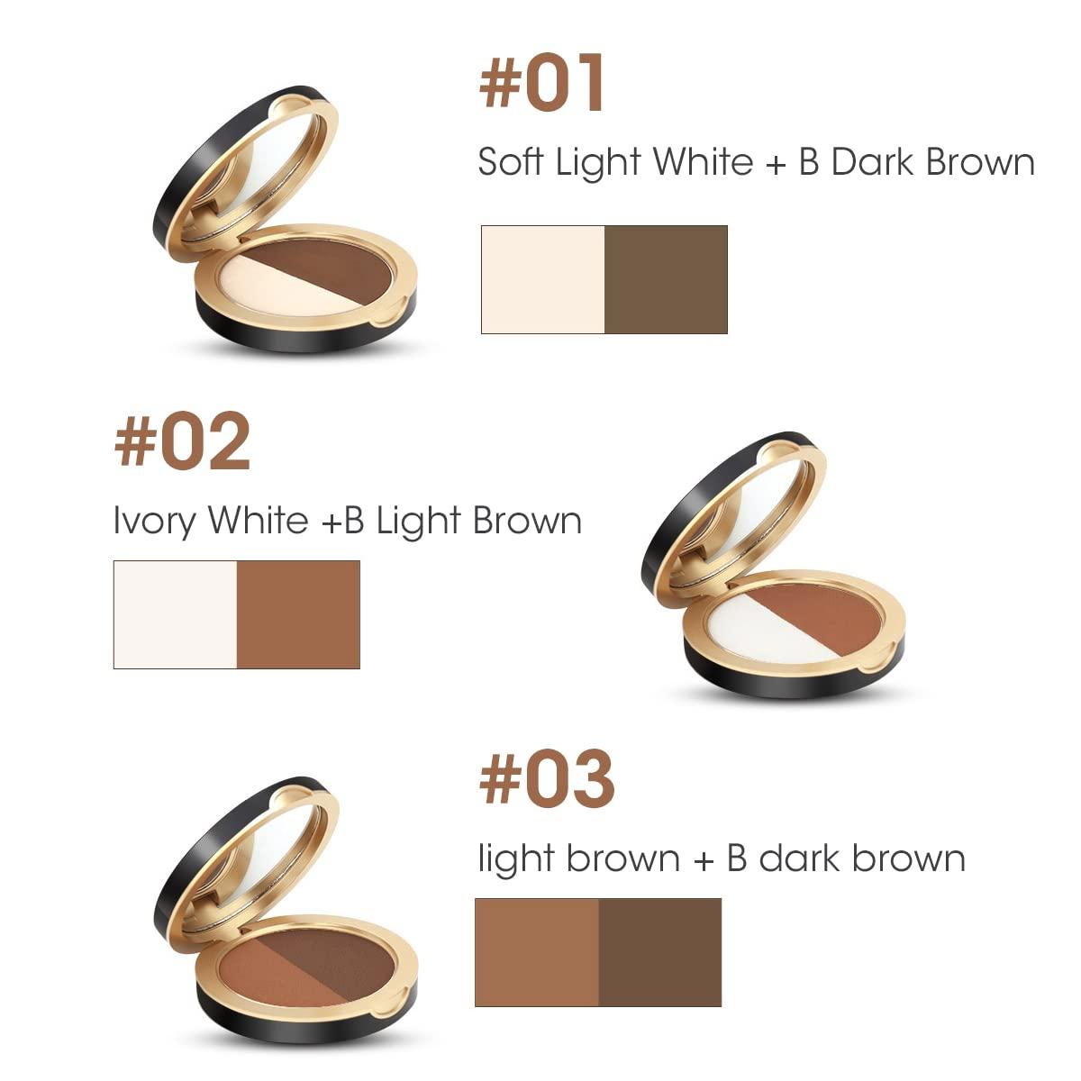 3D Two-tone Contouring Palette with Compact Powder, Highlighter, and ...