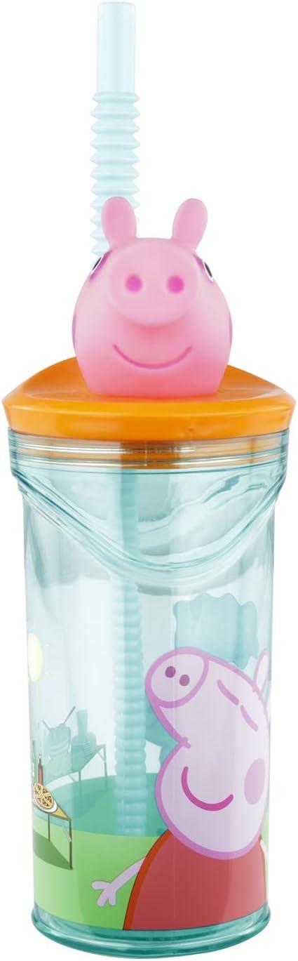 Peppa Pig Drinking Cup with Straw & 3D Figure - 360ml BPA-Free Kids ...