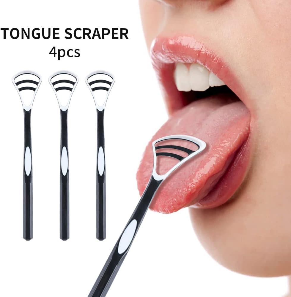 Divono Tongue Scraper Set - 4 Piece Black & White Tongue Cleaner for ...
