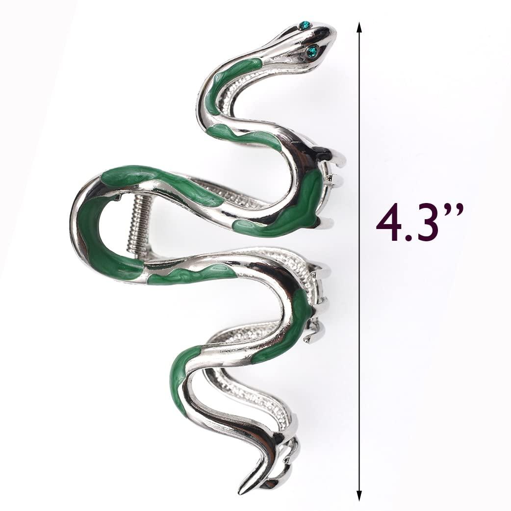 Green Snake Design Metal Hair Claw Clips - Non Slip, 4.3 Inches ...
