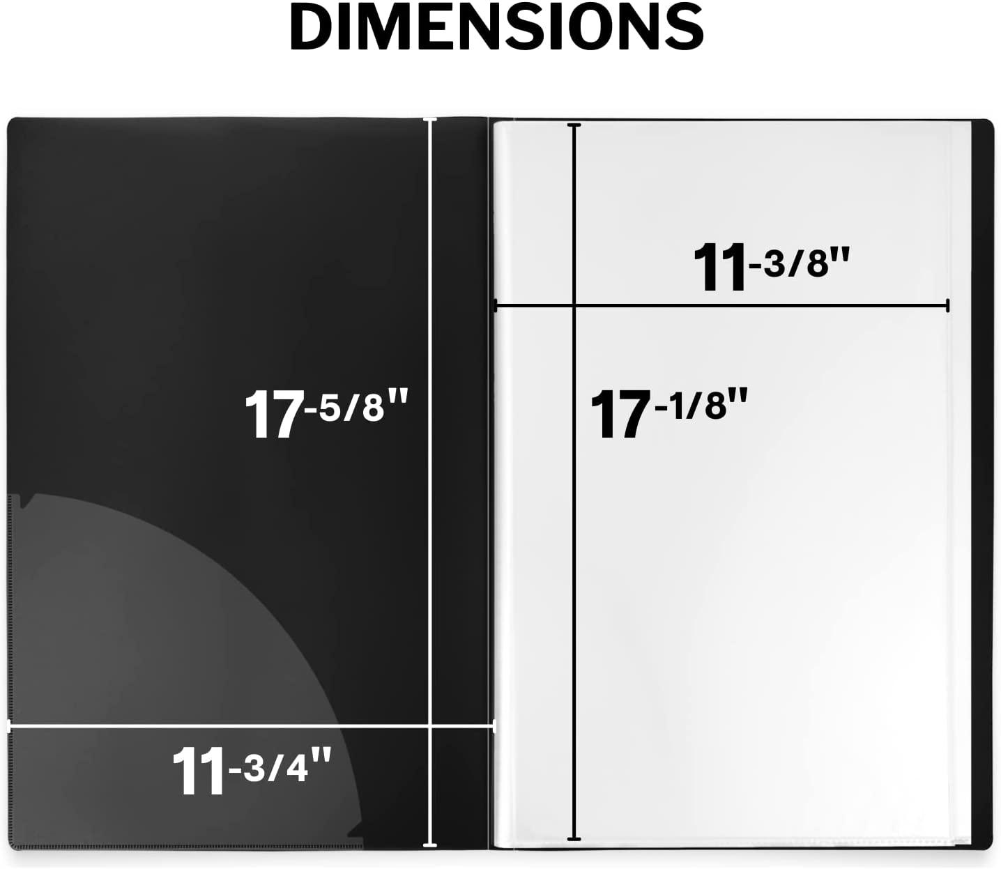 Dunwell 11x17 Binder with Sleeves - (Black) Art Portfolio Folder 11 x 17 Large Folder with Clear ...