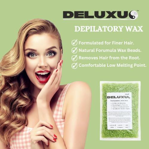 DELUXUS Waxing Beads 500g Hard Wax Beads with 10 Applicators - Aloe ...