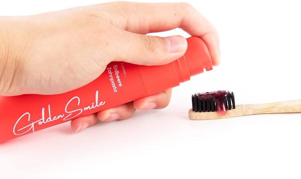 The Golden Smile Strawberry Toothpaste | Fluoride Gum Repair | Flavored ...