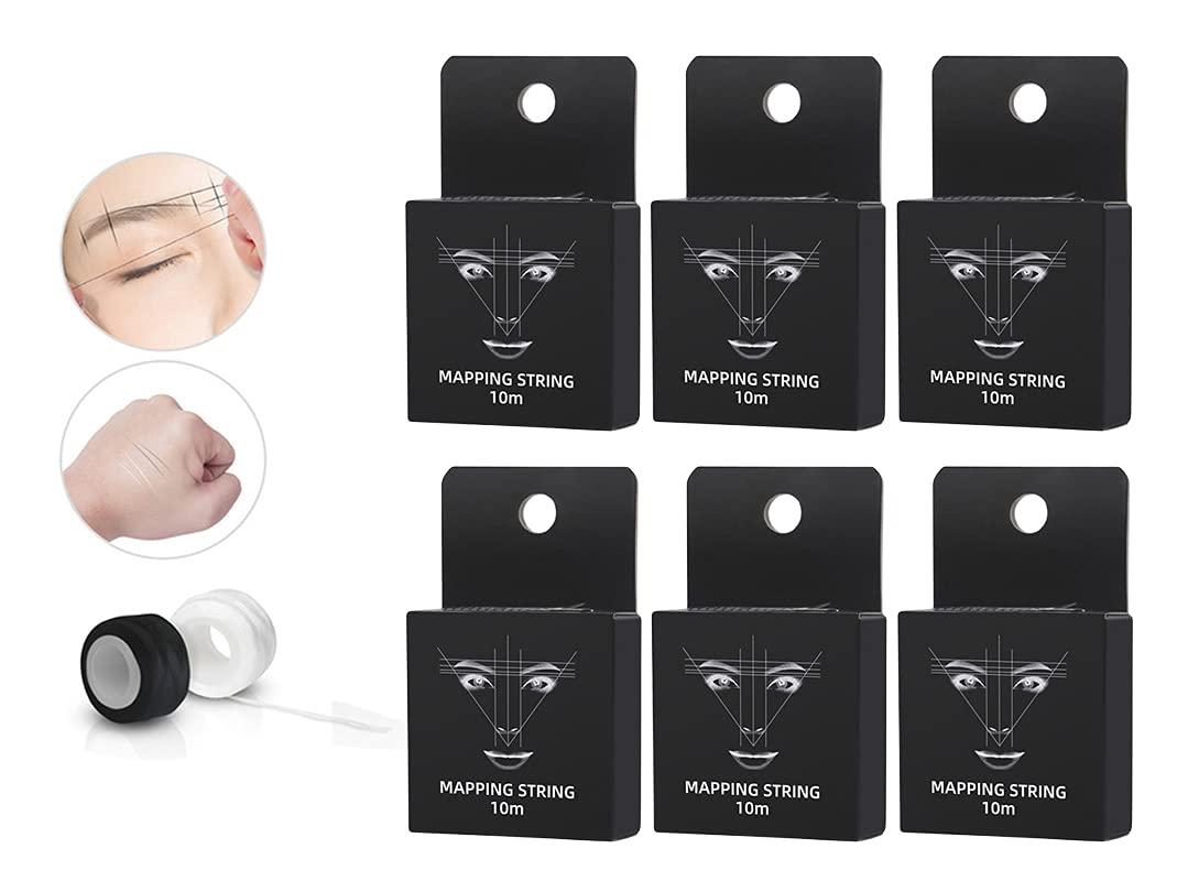XIAOYU Brow Mapping String for Microblading - Pre-Inked 10m 6pcs Black ...