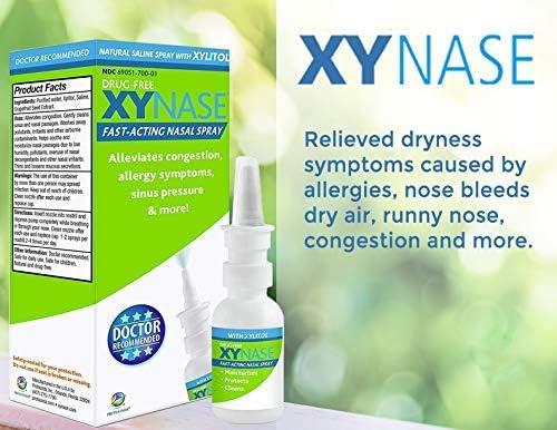 Xynase Natural Saline Nasal Spray with Xylitol - 3 Pack, Relieves Nasal ...