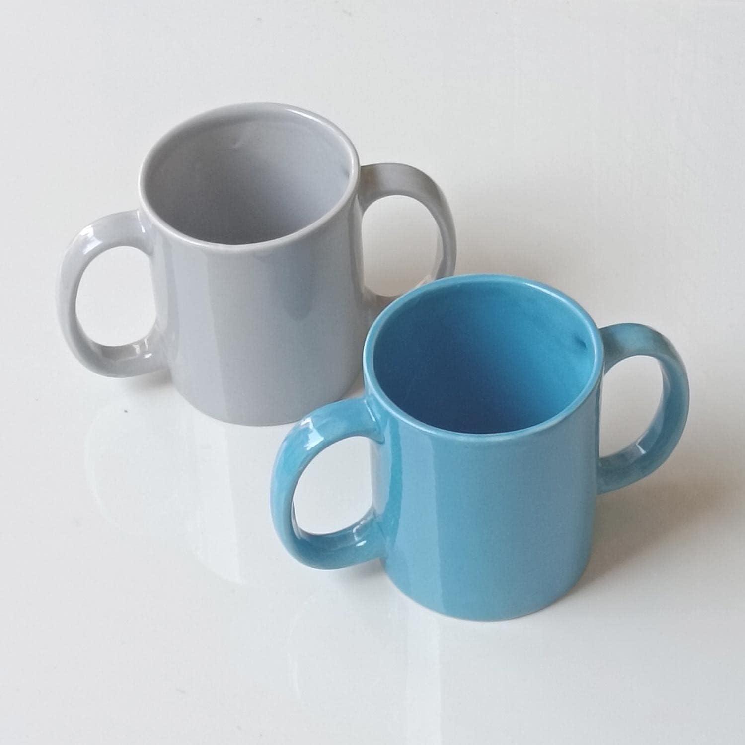 AncientImpex Dual Handle Mug Set of 2 - BPA-Free Ceramic Mugs for ...