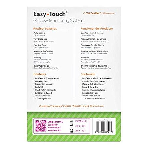 EasyTouch Glucose Monitoring System - Accurate Blood Sugar Meter with ...