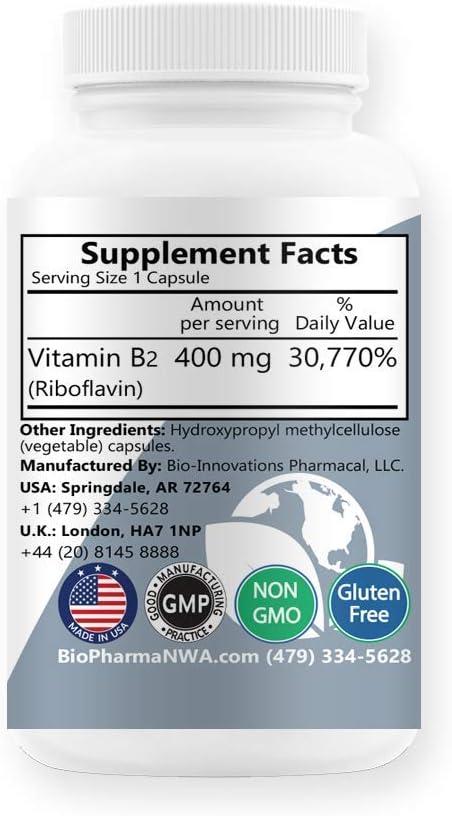 Bio-Innovations Pharmacal B2-400 Riboflavin 60 Capsules - Boost Energy ...