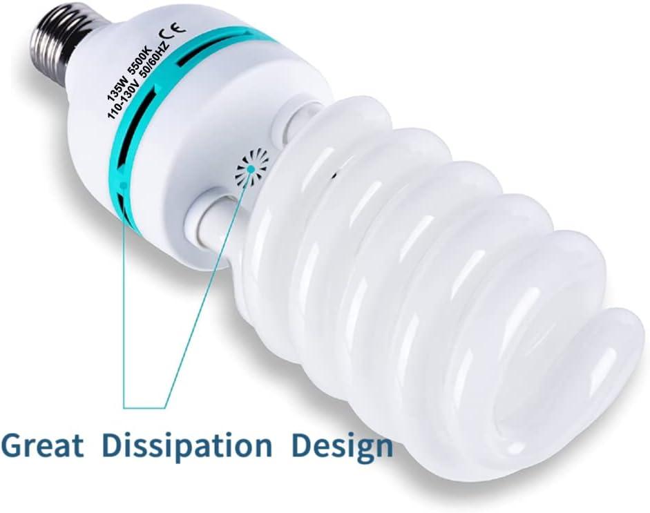 135W CFL Daylight Spiral Softbox Lighting Kit Bulb - 5500K E27/E26 ...