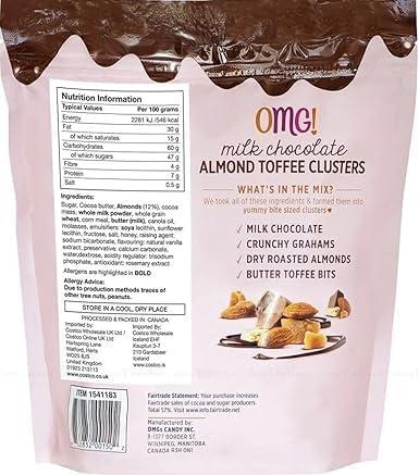 OMG! Milk Chocolate Almond Toffee Clusters Cocoa Crispy Wafers 680g ...