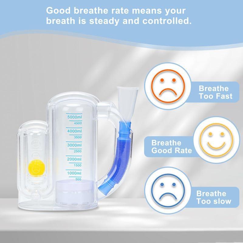 Breathing Trainer 5000ML - Lung Exerciser Device with Flow Rate ...
